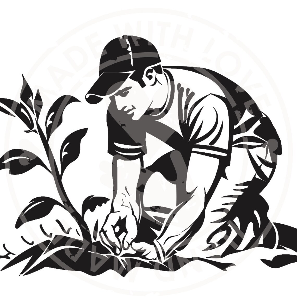 Gardener Planting SVG PNG Gardening Enthusiast, DIY Garden Art, Vector ...