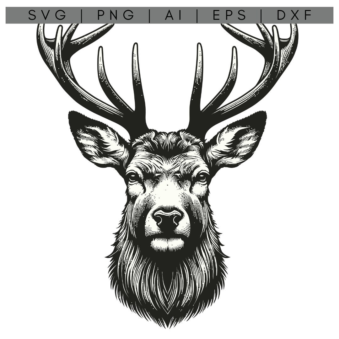 Elegant Deer Head SVG Majestic Stag Silhouette Hunting & Wildlife SVG ...