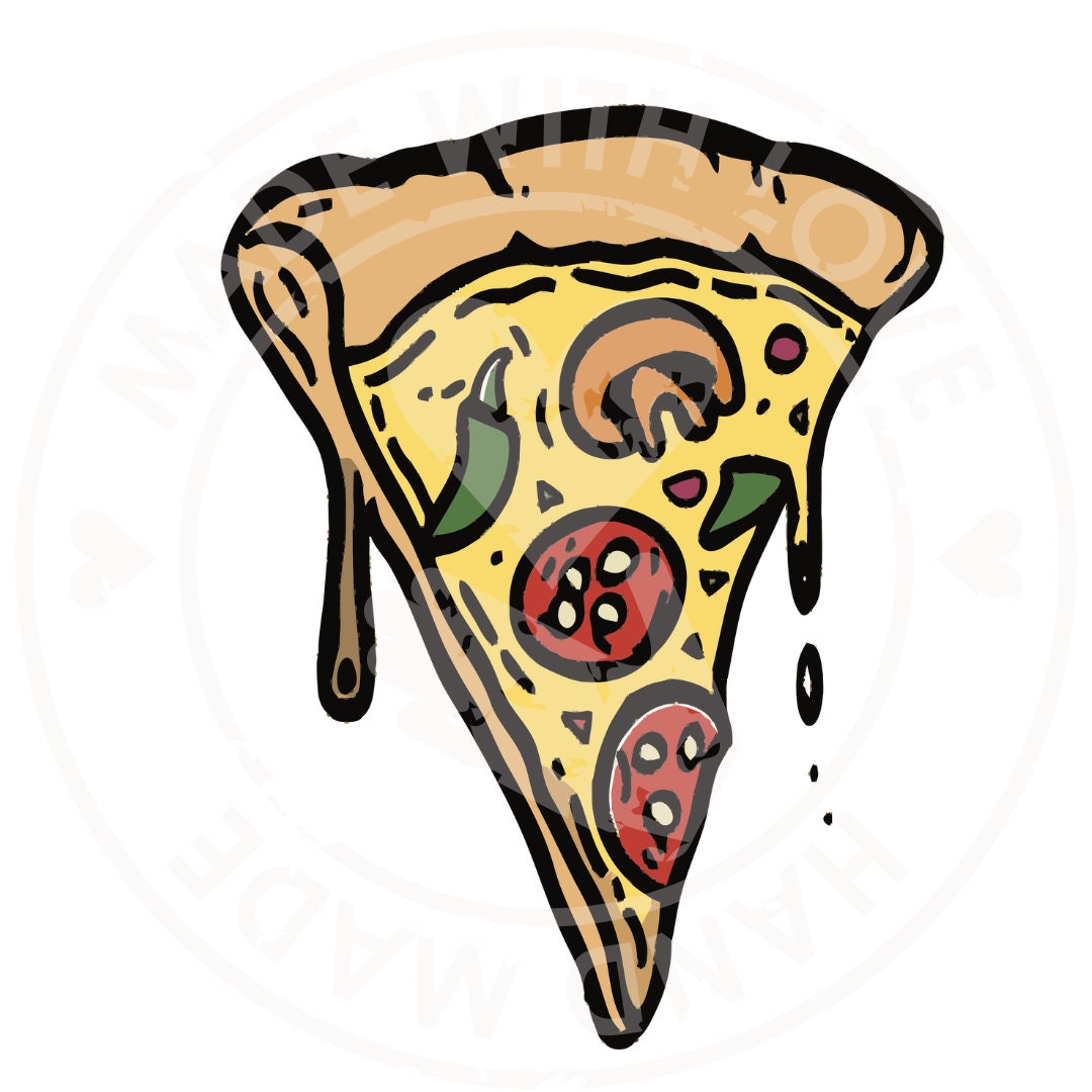 Drippy Pizza Slice Colorful Vector Illustration SVG & PNG Files - Etsy