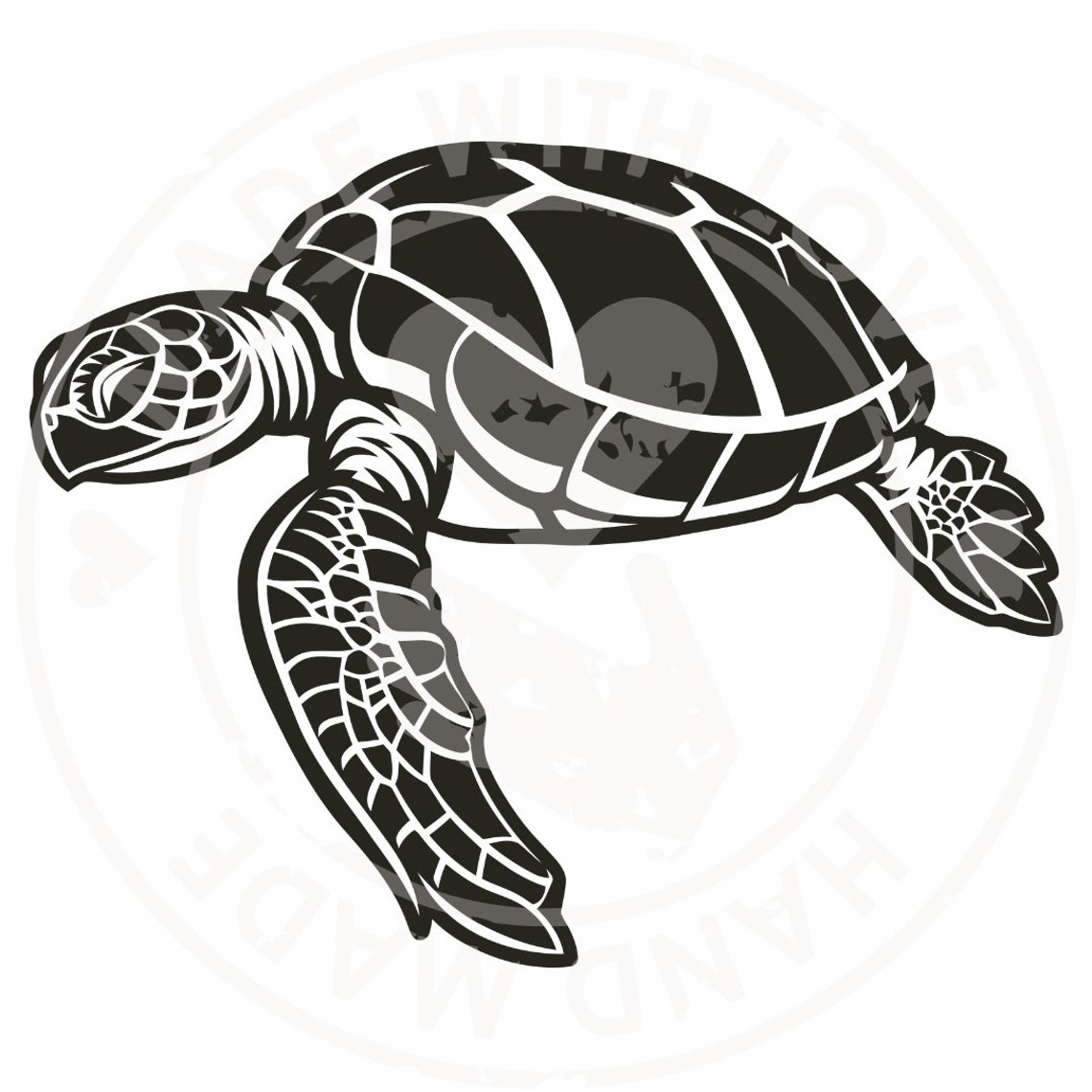 Tropical Sea Turtle Silhouette Vector Illustration Beach SVG & PNG - Etsy