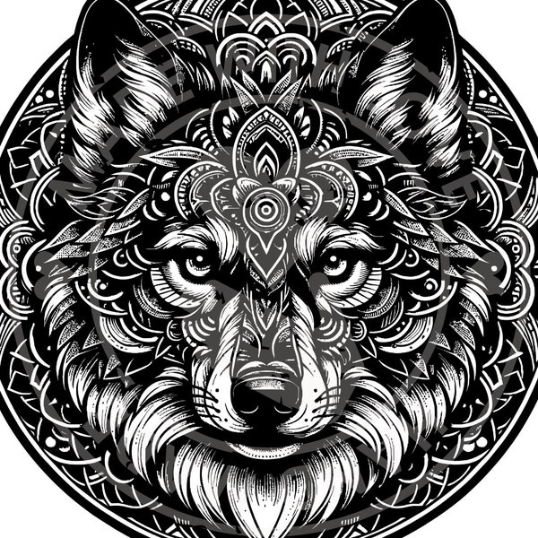 Wolf Mandala Vector - Etsy