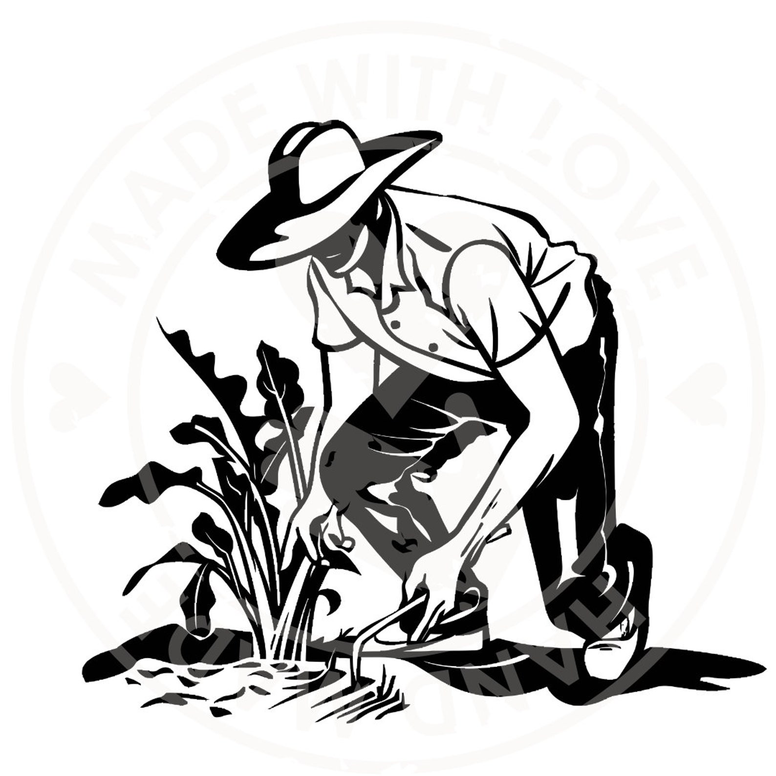 Gardener Planting SVG PNG Gardening Enthusiast, DIY Garden Art, Vector ...