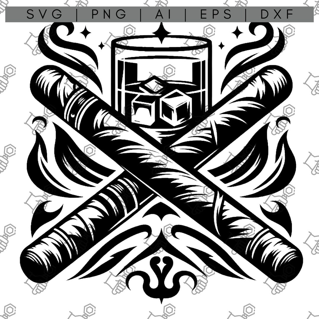 Whiskey and Cigar SVG Bundle Premium Cigar and Whiskey Clipart Tobacco ...