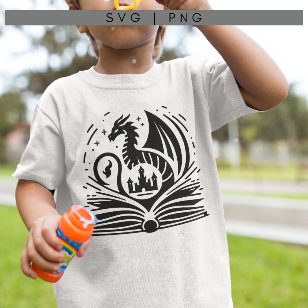 Enchanted Dragon and Castle Book SVG Mystical Fantasy Clipart for ...