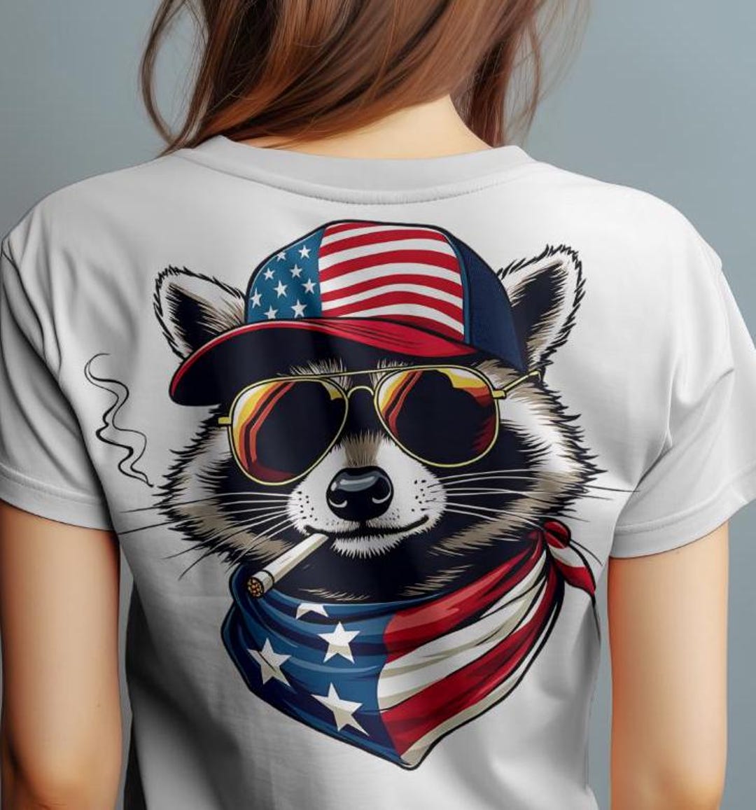 Patriotic Raccoon SVG Cool Americana Raccoon Design Edgy Animal Art for ...