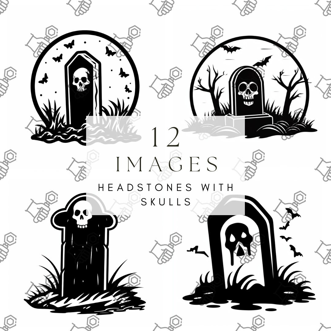 Gothic Headstone With Skulls SVG Cemetery Clipart - Etsy UK