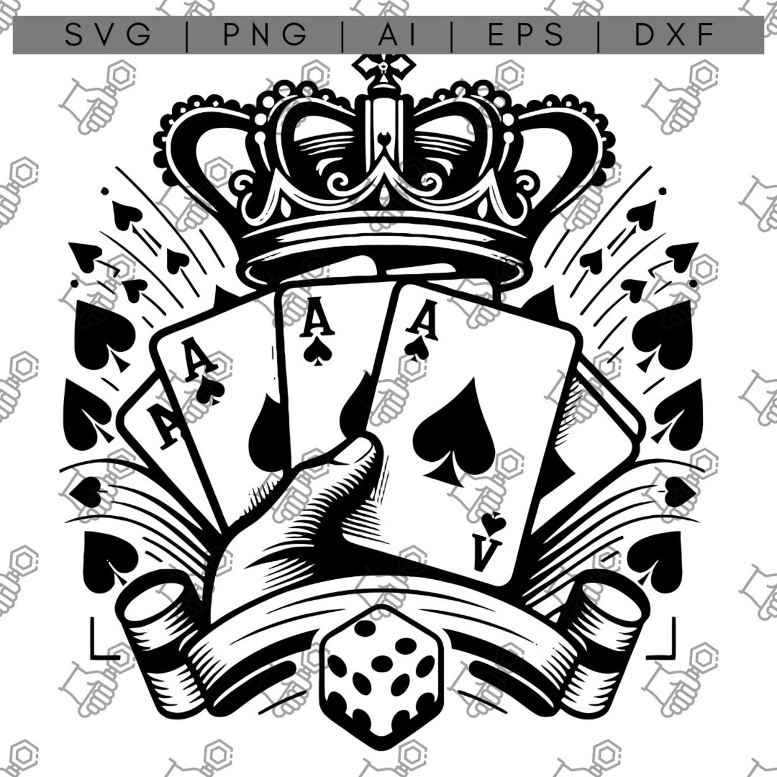 Royal Aces Poker SVG Bundle Playing Cards Cut Files Poker Clipart DXF ...