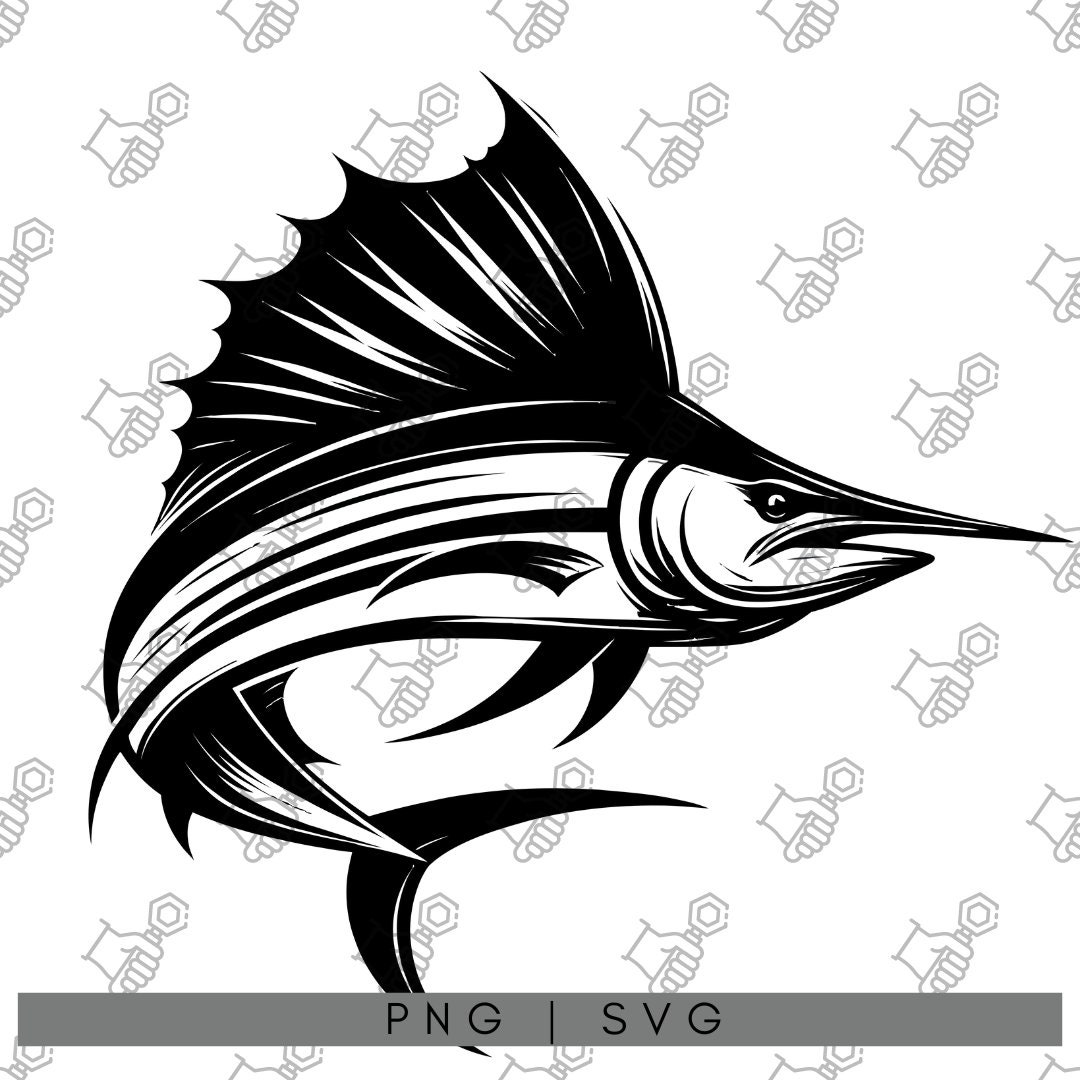 Marlin Art: Sailfish Silhouette SVG Precision DXF/PNG - Etsy UK