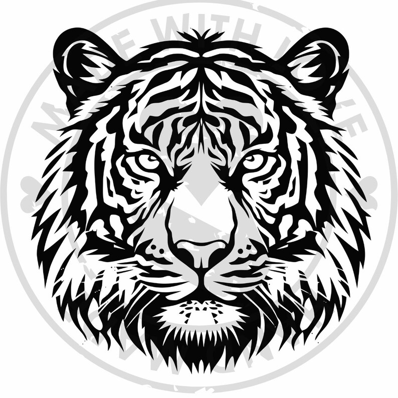 Tiger SVG Bundle Tiger Head, Face & Clipart SVG Black and White PNG Files Digital Download for T ...