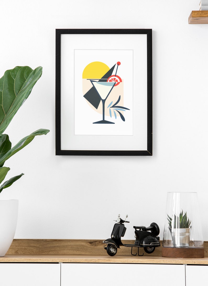 Matisse's Manhattan: Retro Cosmo PNG, Minimalist Cocktail Illustration ...