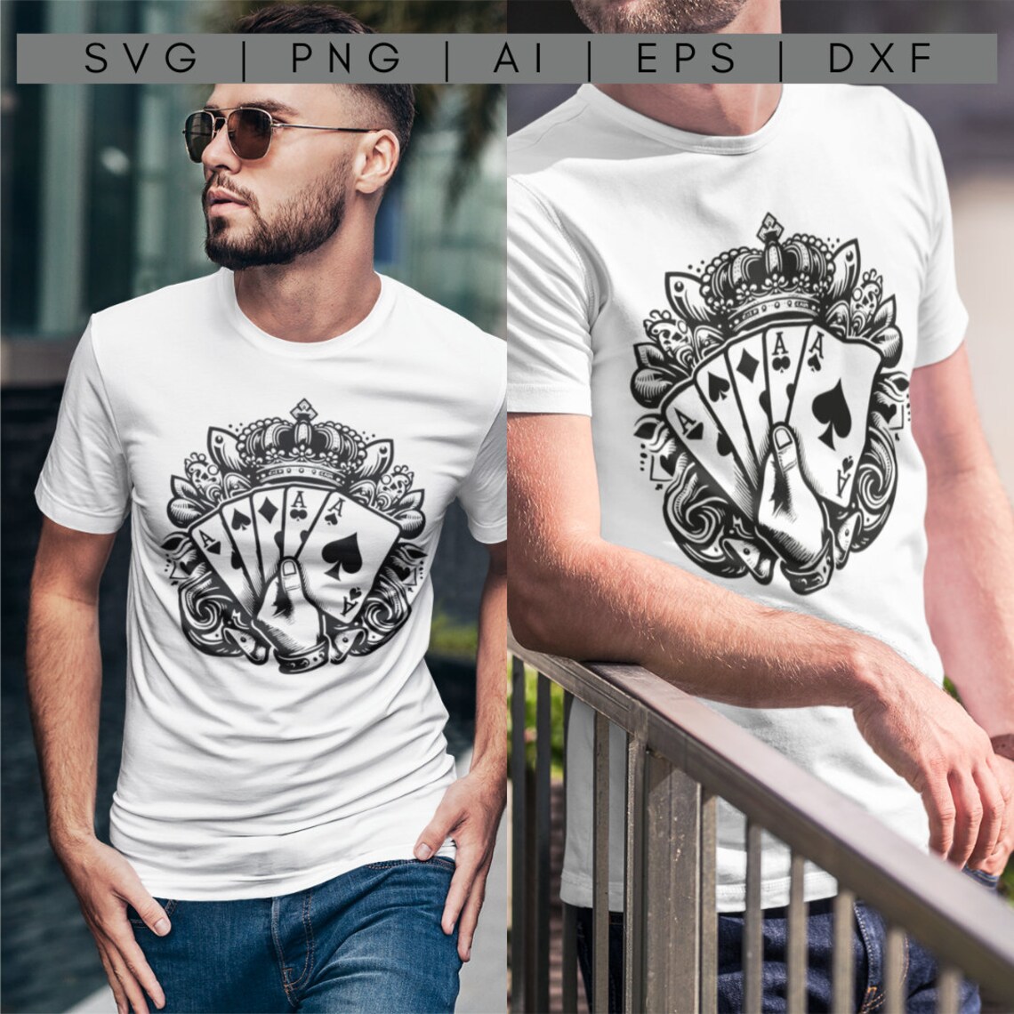 Royal Aces Poker SVG Bundle Playing Cards Cut Files Poker Clipart DXF ...