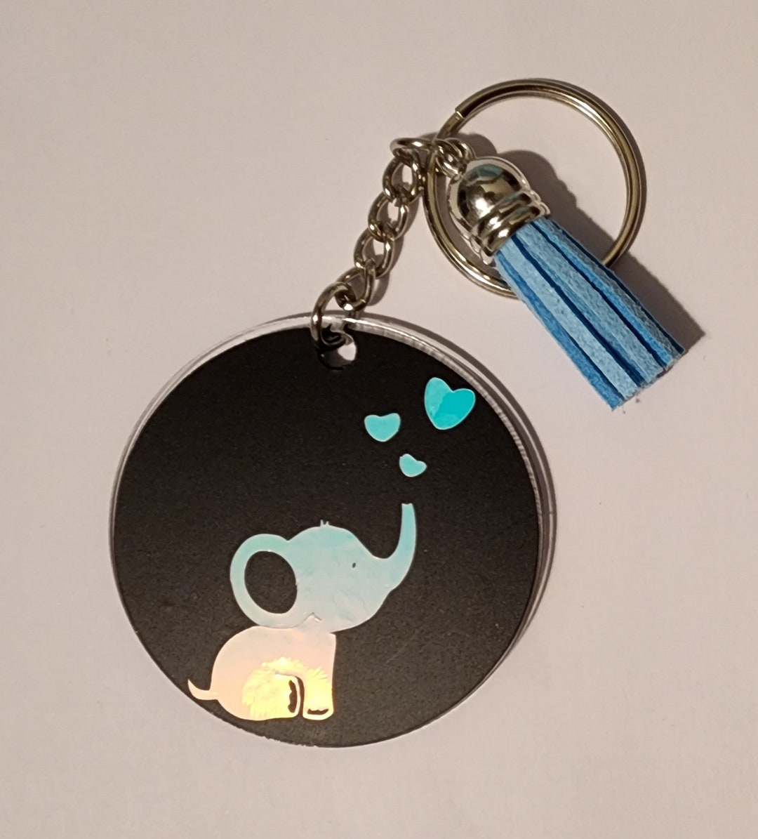 Holographic Elephant Keychain - Etsy