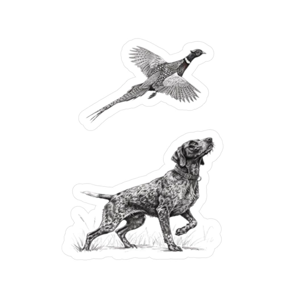 German Shorthaired Pointer Pointing at Pheasant - Kiss-cut Vinyl Decals ...