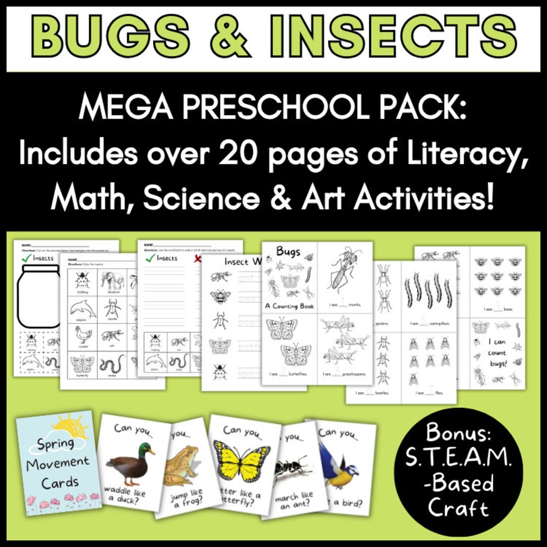 Bugs & Insects MEGA Preschool Pack: Early Literacy Math - Etsy