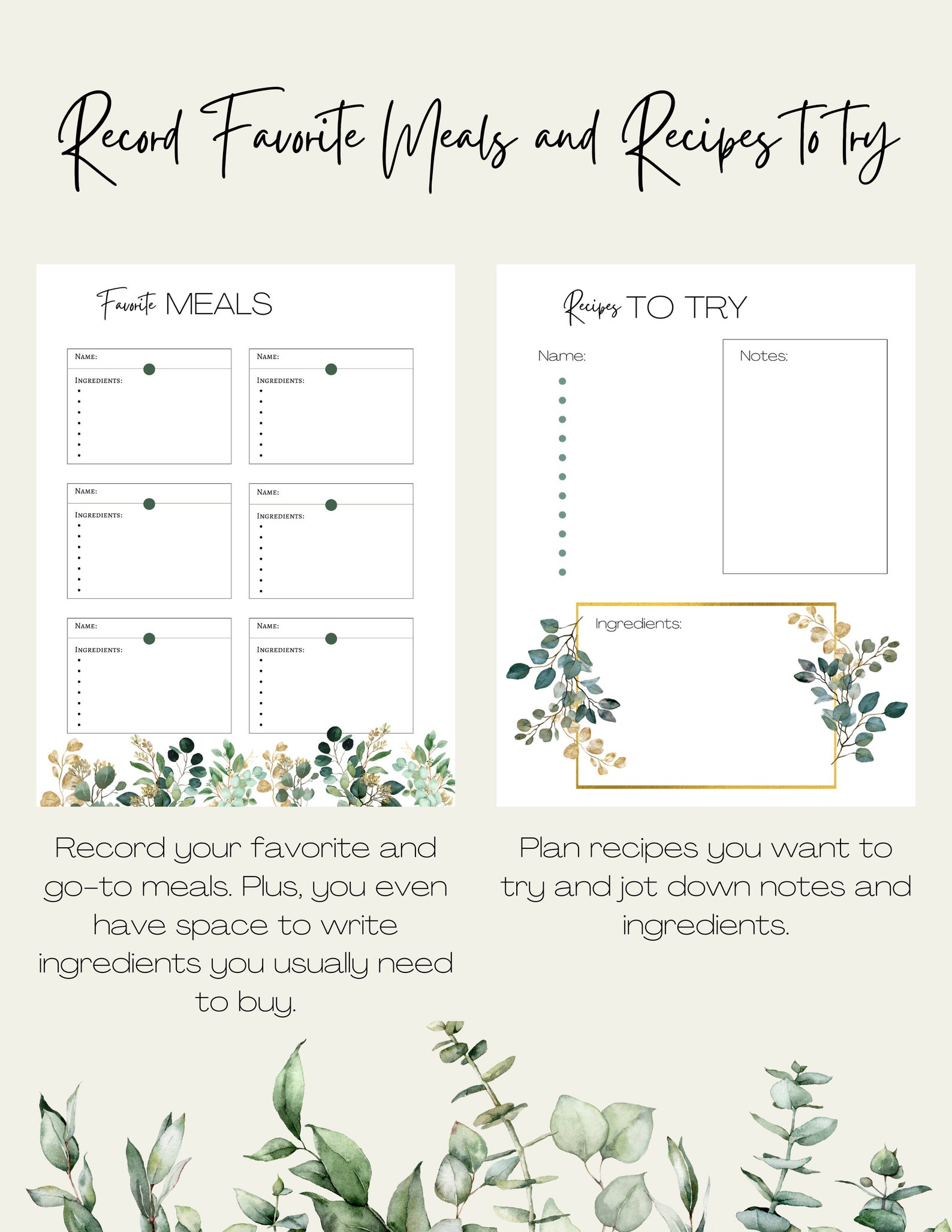 Printable Weekly Meal Planner 8 Page Bundle Instant Download - Etsy