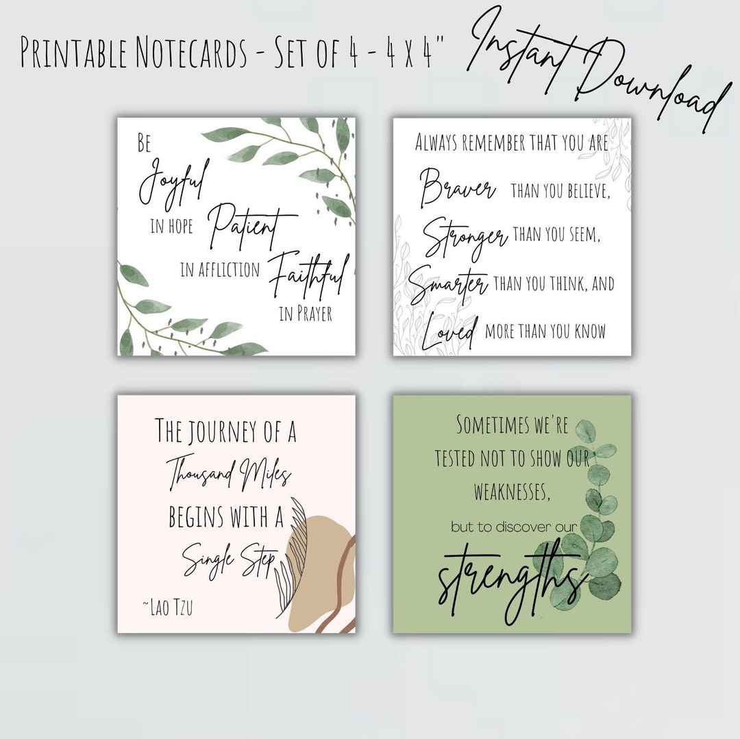 Printable Instant/digital Download Quote Notecards Encouraging ...
