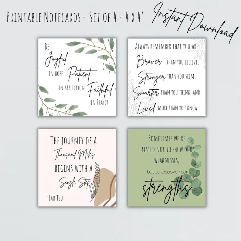 Printable Instant/digital Download Quote Notecards Encouraging ...