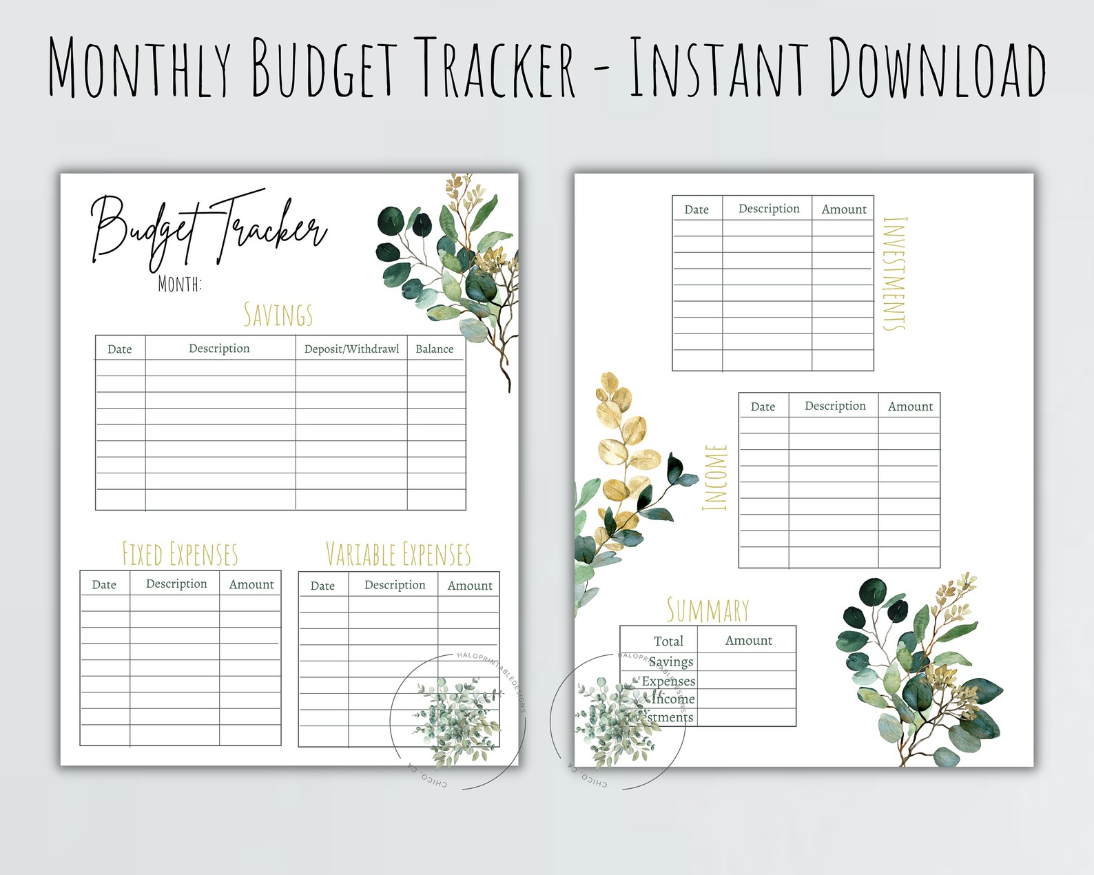 Printable Monthly Budget Tracker Instant Download - Etsy