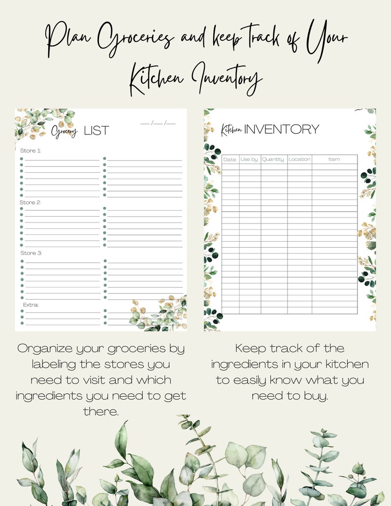 Printable Weekly Meal Planner 8 Page Bundle Instant Download - Etsy