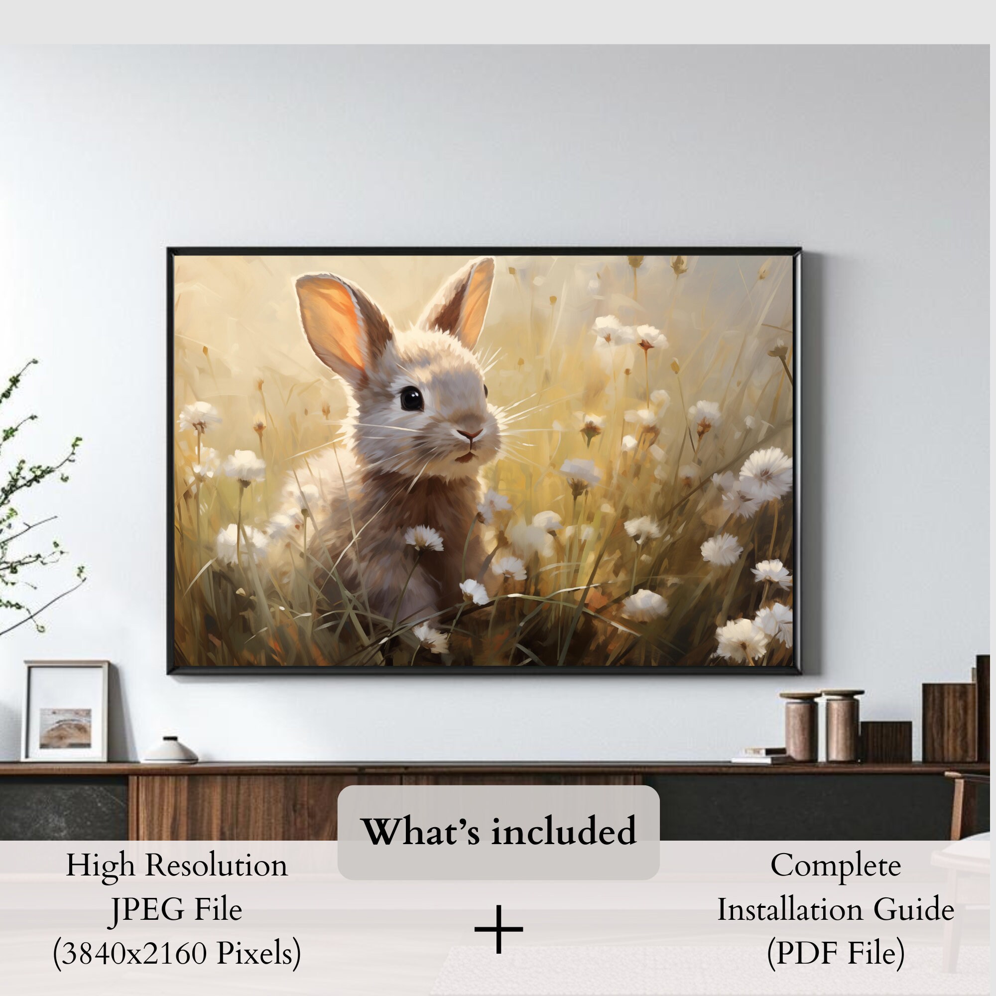 Spring Bunny Rabbit Samsung Frame TV Art, Easter Bunny Rabbit TV Art ...