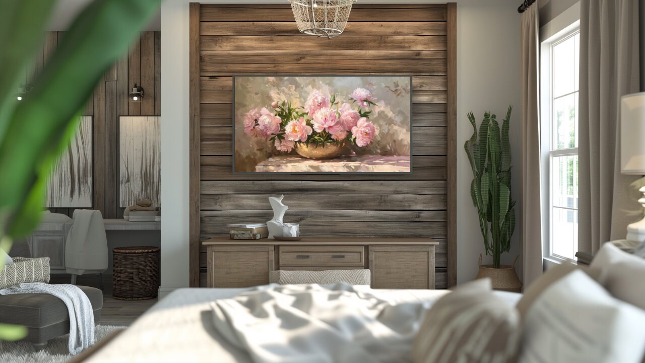 Peony Tv Art, Samsung Frame Tv Art, Peonies Wall Art, Botanical Wall ...