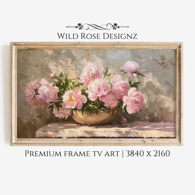 Peony Tv Art, Samsung Frame Tv Art, Peonies Wall Art, Botanical Wall ...