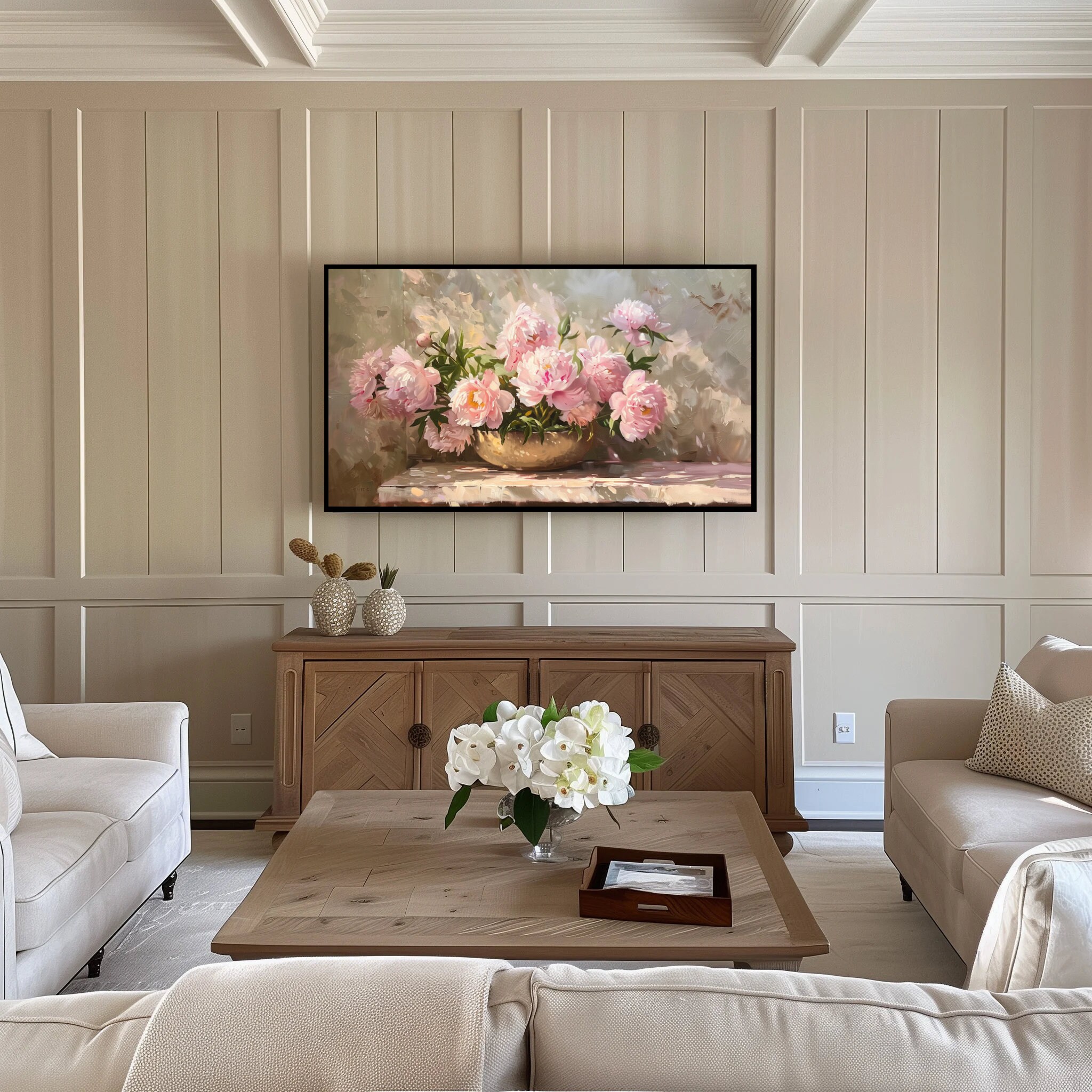 Peony Tv Art, Samsung Frame Tv Art, Peonies Wall Art, Botanical Wall ...