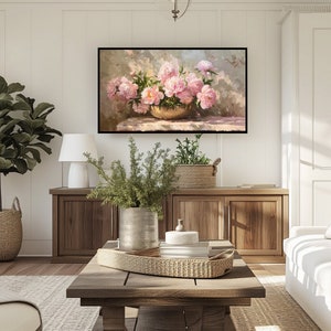 Peony Tv Art, Samsung Frame Tv Art, Peonies Wall Art, Botanical Wall ...