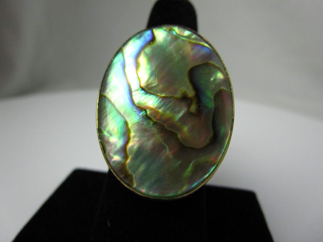 Charles Albert Ring Abalone and Alchemia Gold Ring Blues Green Silver ...