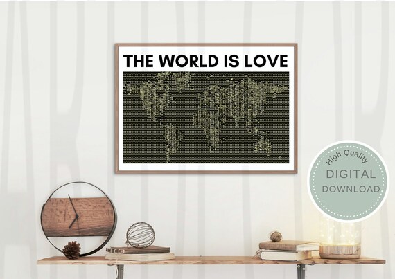 Printable World Map Wall Print Livingroom Wall Decor - Etsy