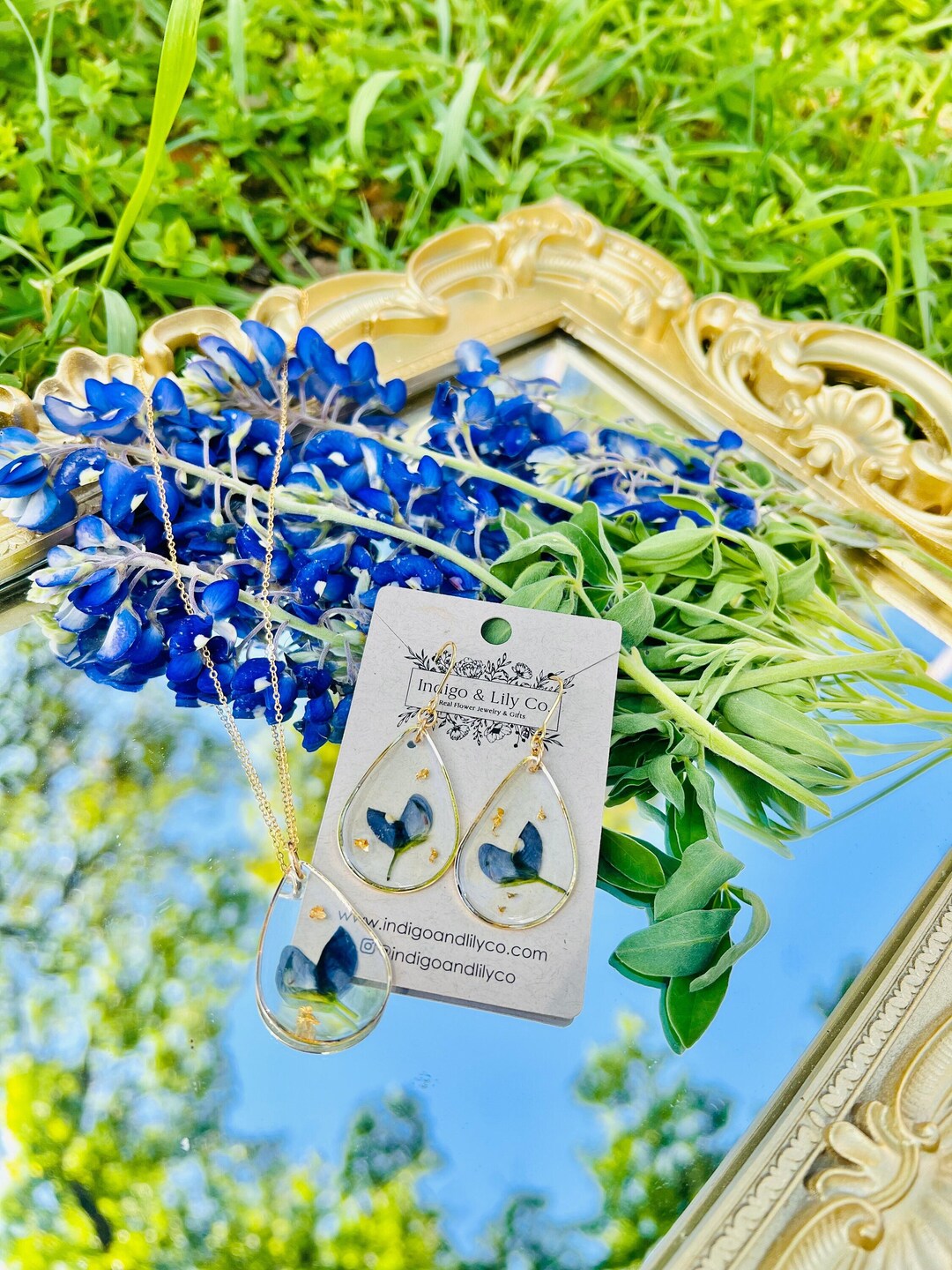 Bluebonnet Earrings, Necklace, Bluebonnet Jewelry, Real Pressed ...