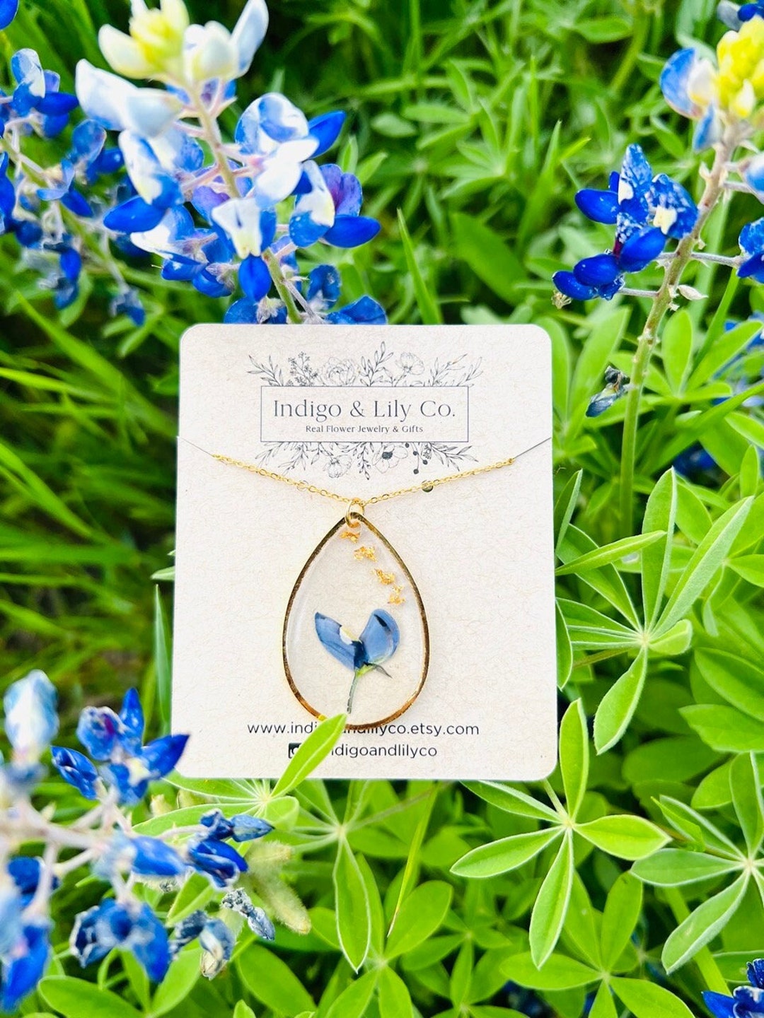 Bluebonnet Necklace, Bluebonnet Jewelry, Real Pressed Bluebonnet ...