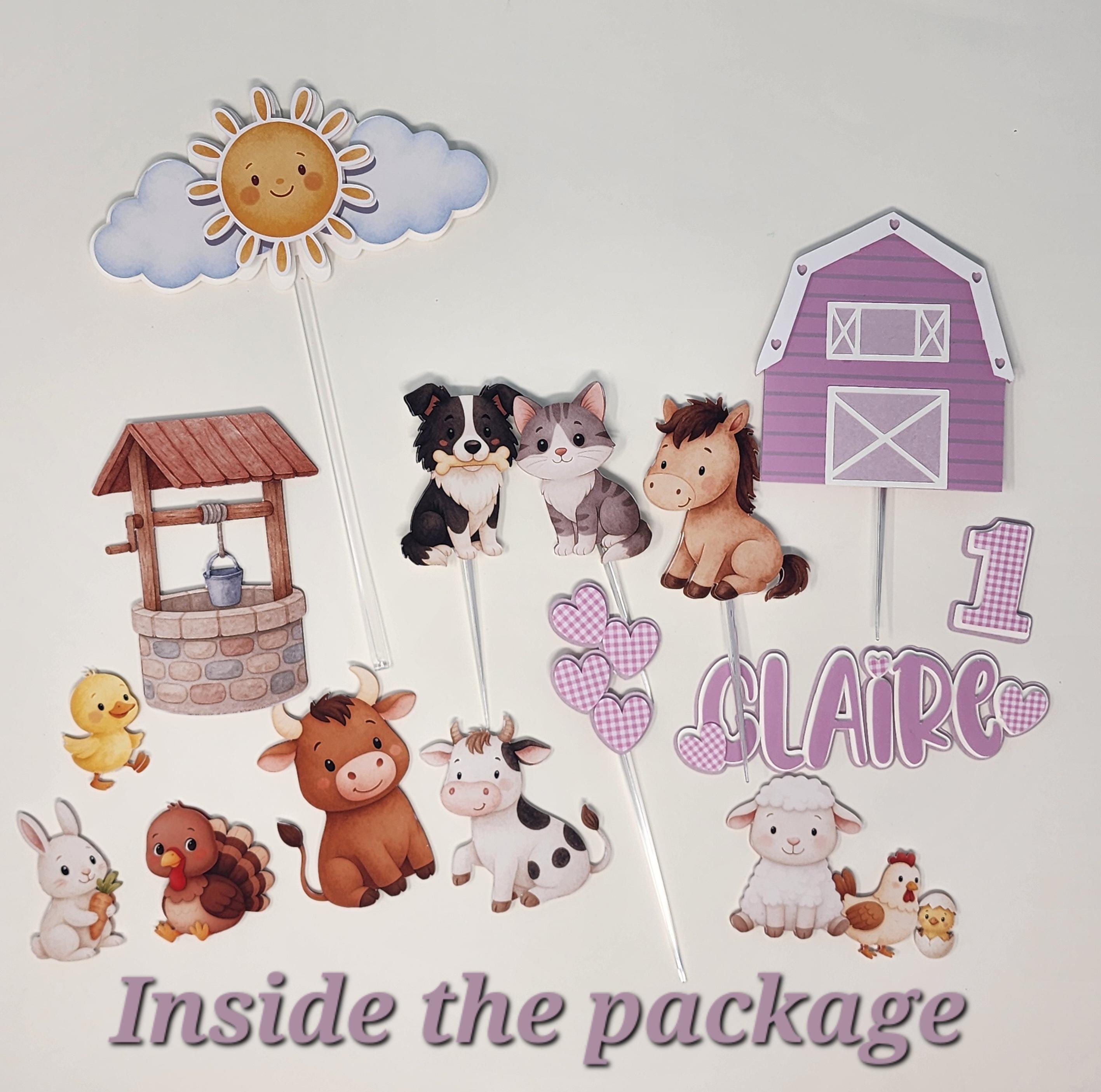 Farm Animal Cake Topper | Barnyard Birthday Party Decor - Etsy