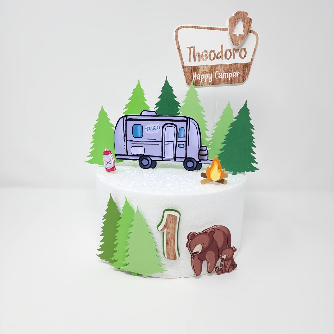Camping Cake Topper / Happy Camper Cake Topper - Etsy