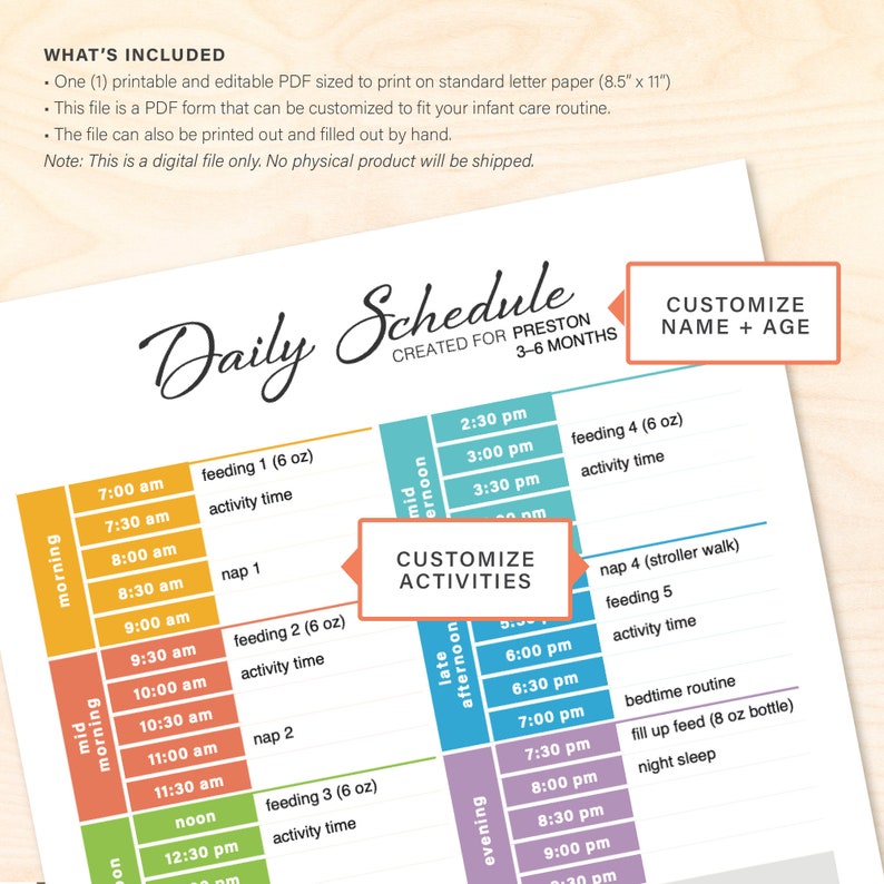 Infant Daily Routine: Printable Editable Baby Care Routine - Etsy