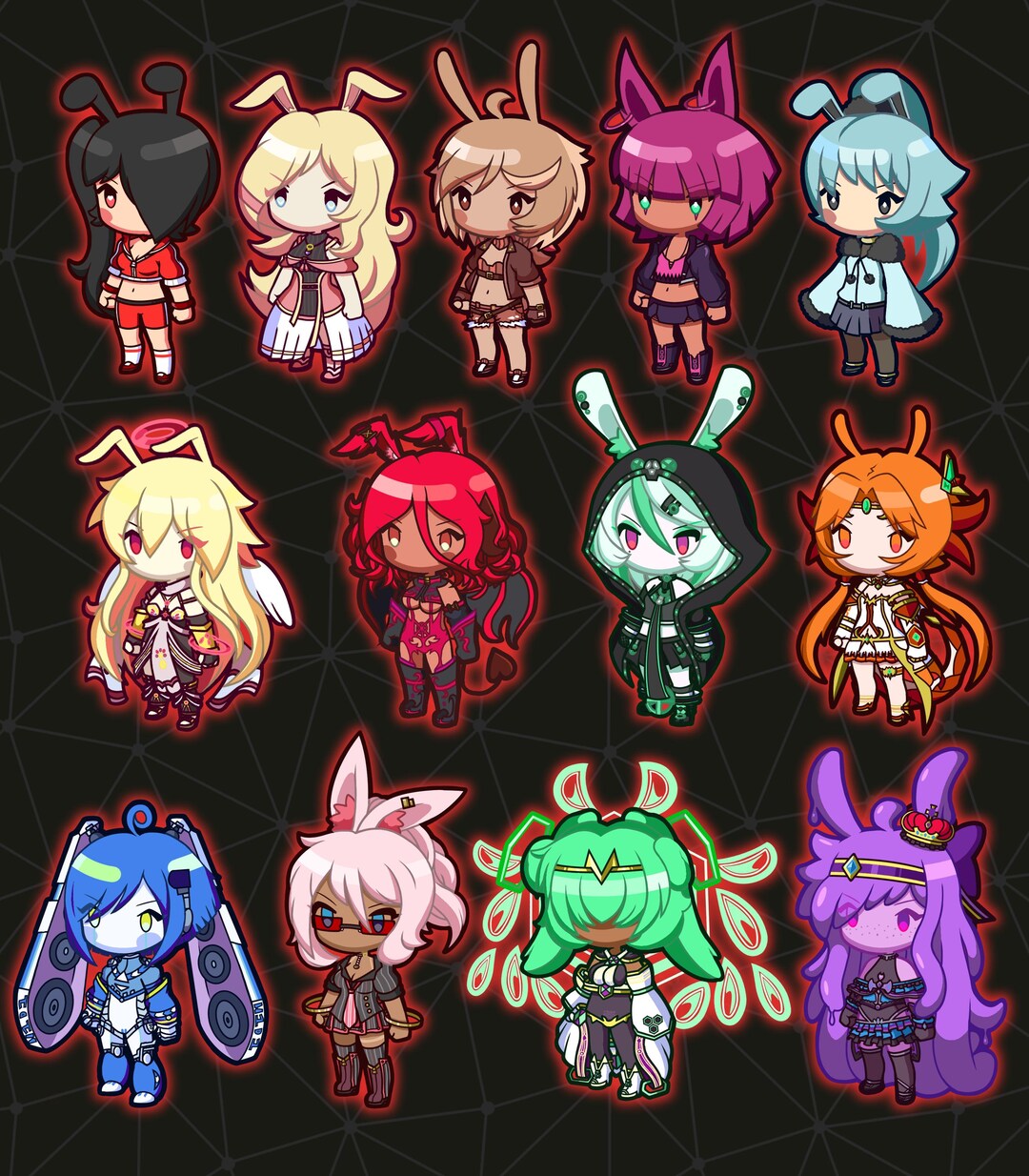 Xeno-chibi Bunny OC Sticker Pack - Etsy