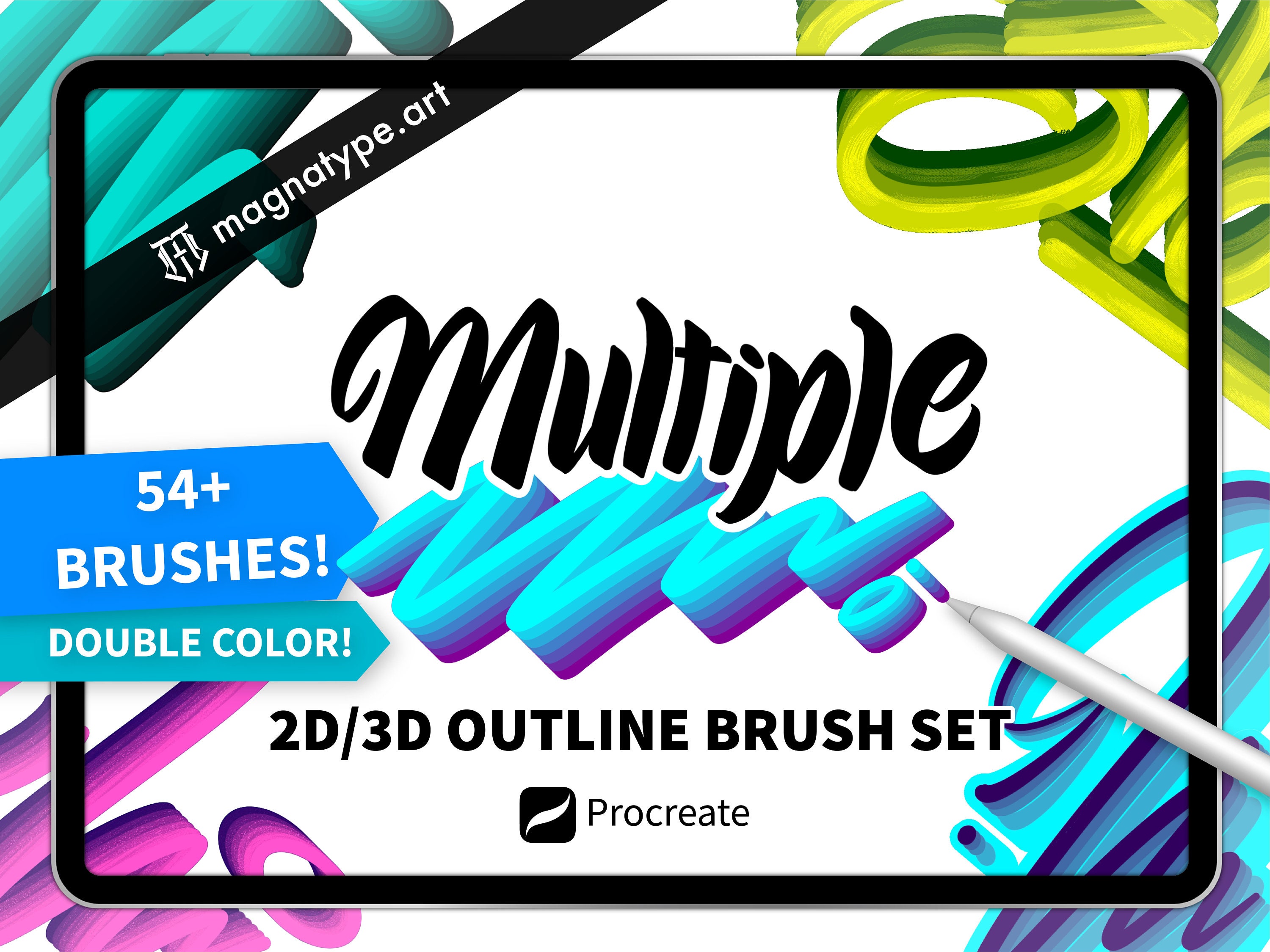 2D/3D Multiple Outline Double Color Brush Set for Procreate - Etsy