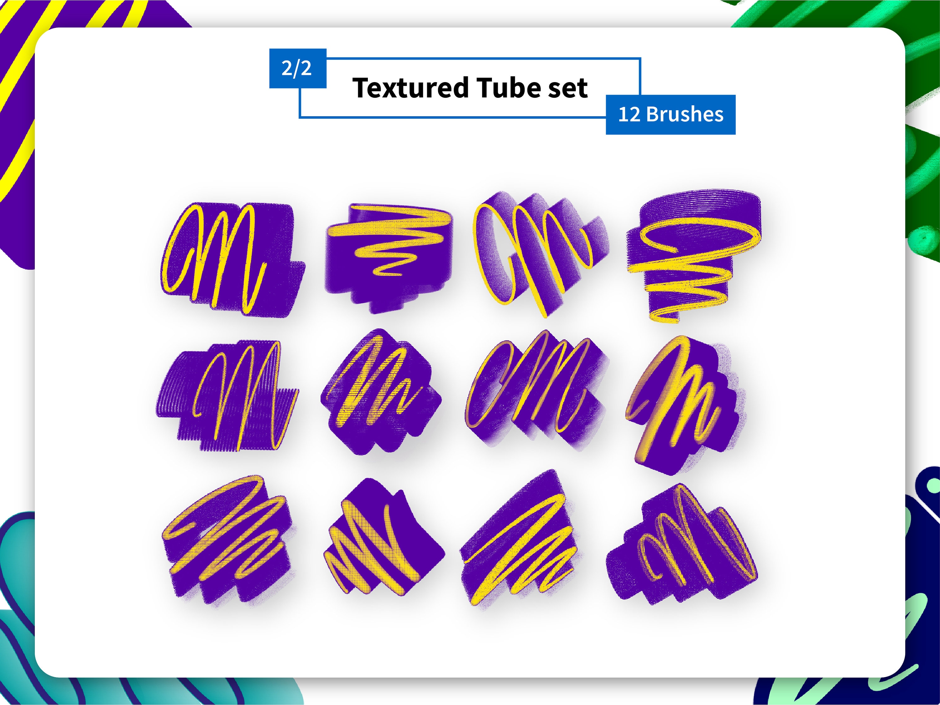 3D Tube Outline Double Color Brush Set for Procreate Double - Etsy