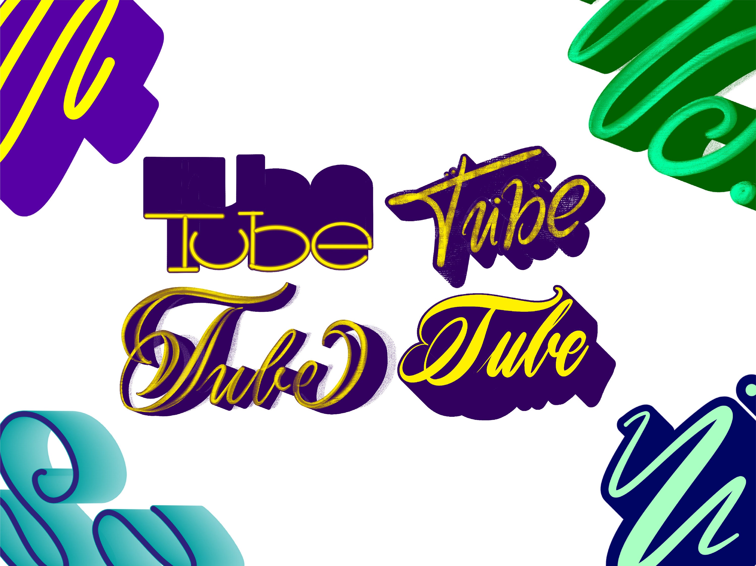 3D Tube Outline Double Color Brush Set for Procreate Double - Etsy