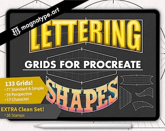 Lettering Grids for Procreate, Lettering Grid Procreate Stamps, Letter Builder, Composition Grid ...
