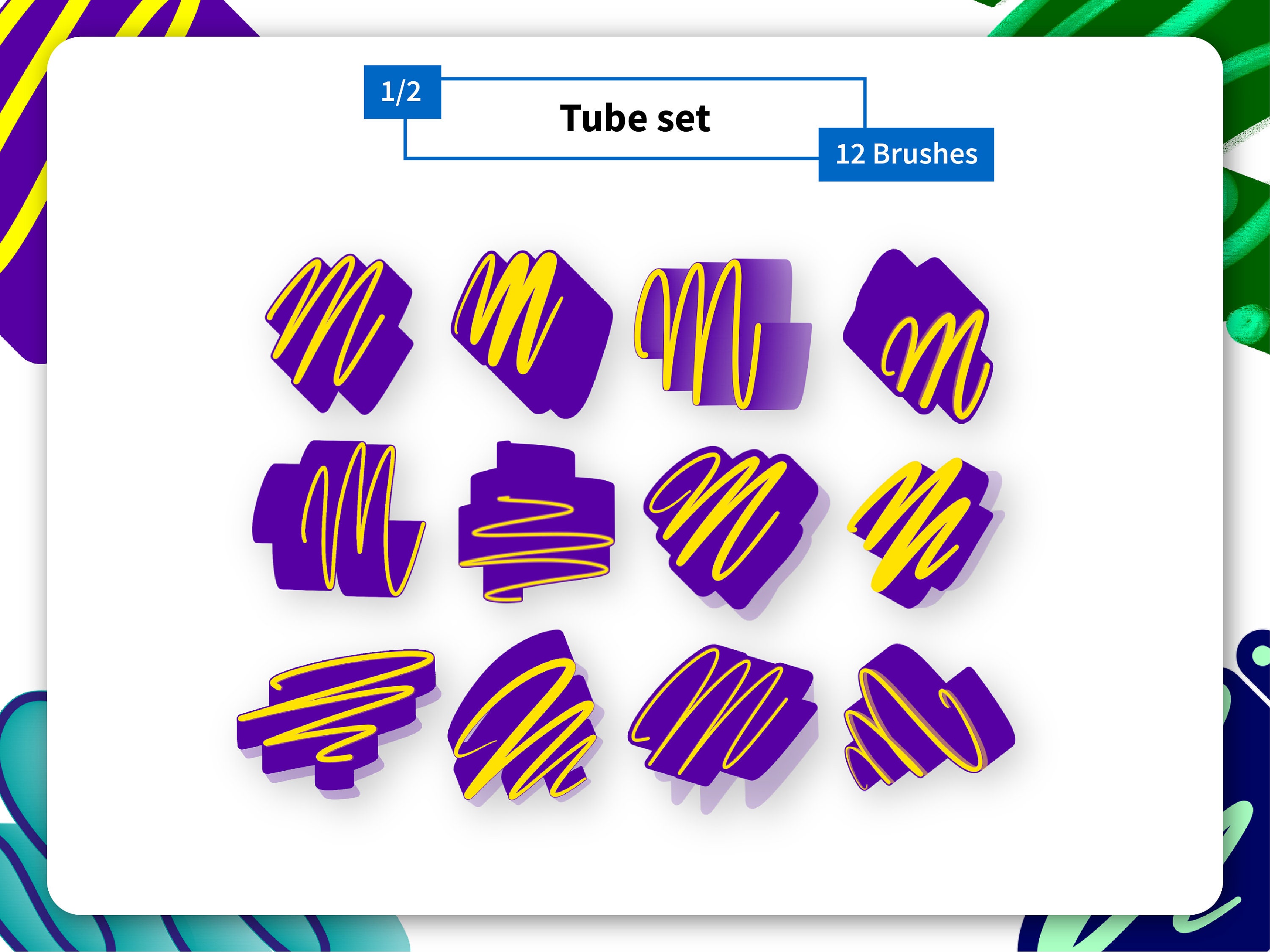 3D Tube Outline Double Color Brush Set for Procreate Double - Etsy