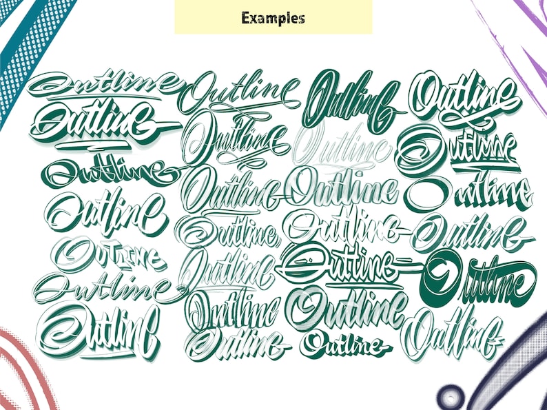 XXL Outline Lettering Calligraphy Procreate Brush Bundle. - Etsy