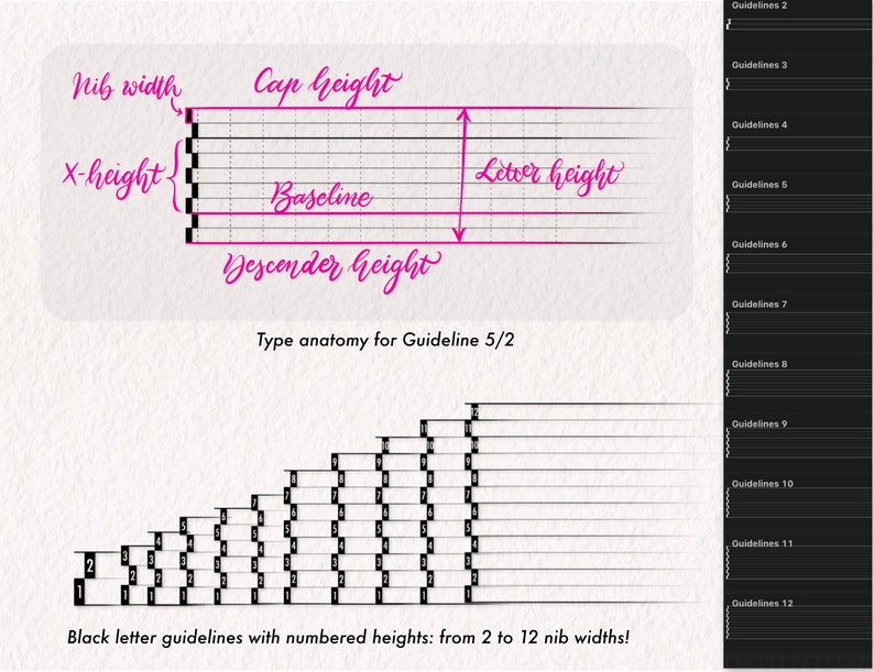 Procreate Calligraphy Toolkit: Brushes, Grids, Guidelines (digital PDF ...