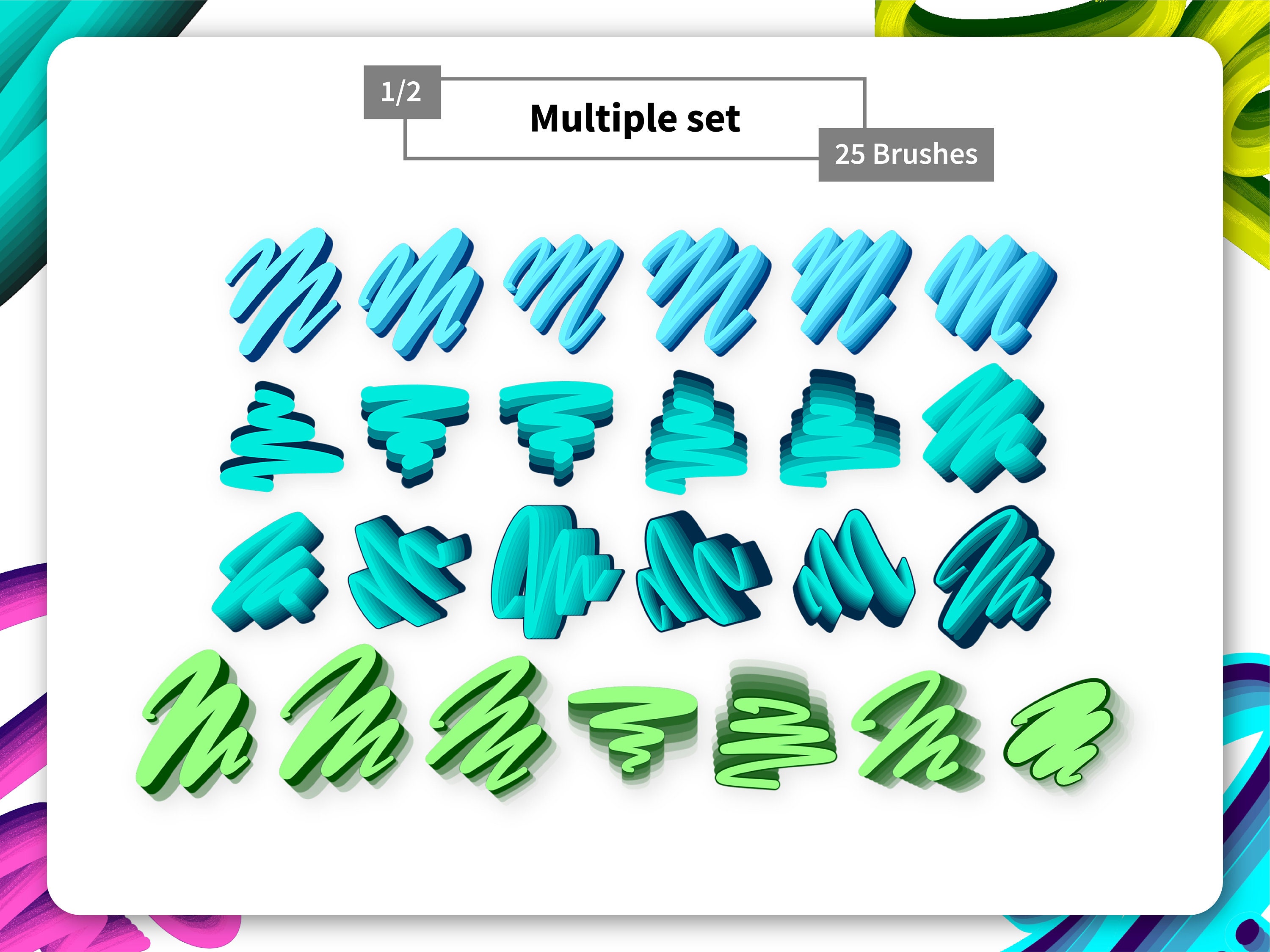 2D/3D Multiple Outline Double Color Brush Set for Procreate - Etsy