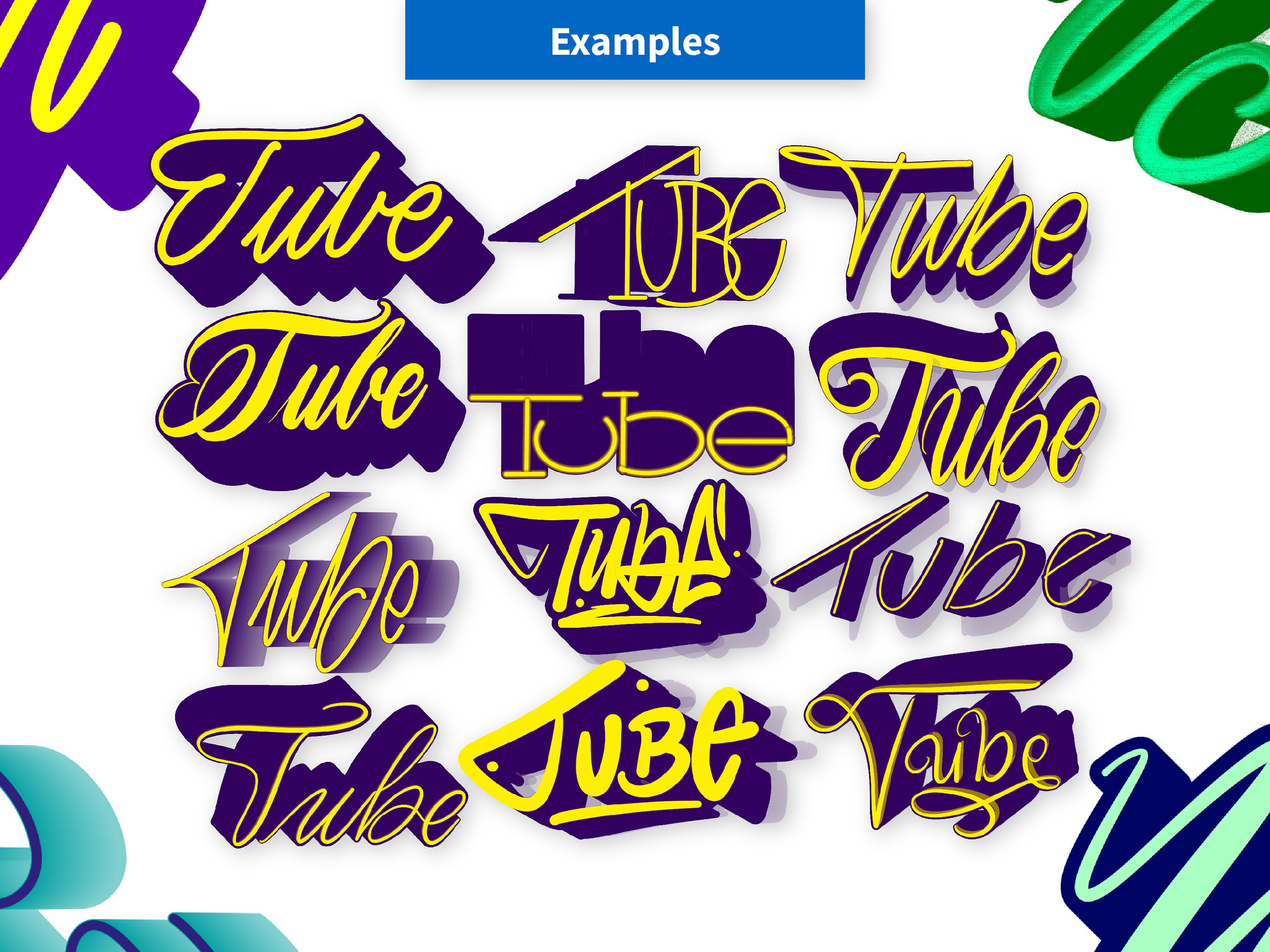 3D Tube Outline Double Color Brush Set for Procreate Double - Etsy