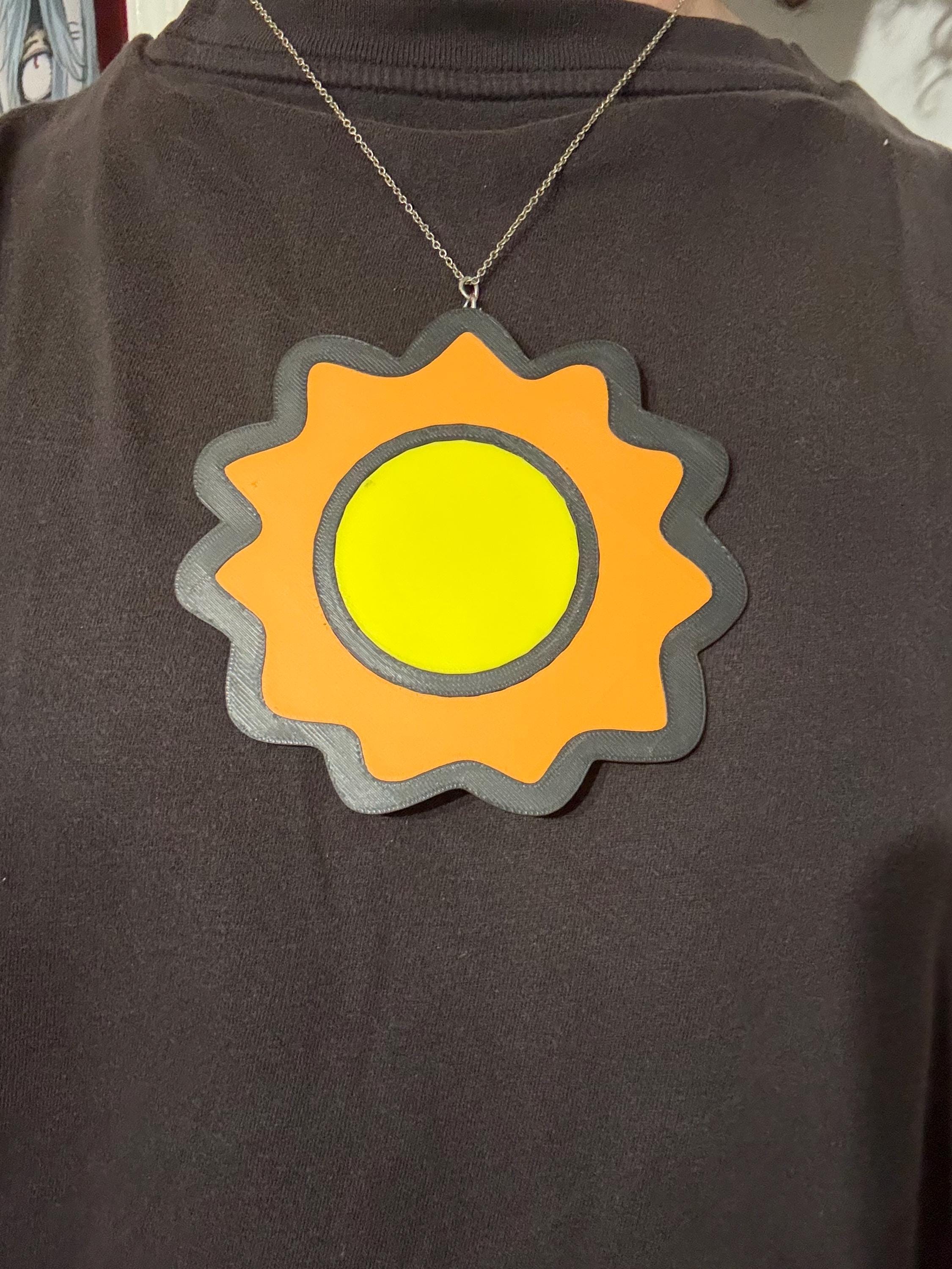 3D Printed Sun Badge Necklace - 18in Chain - Etsy