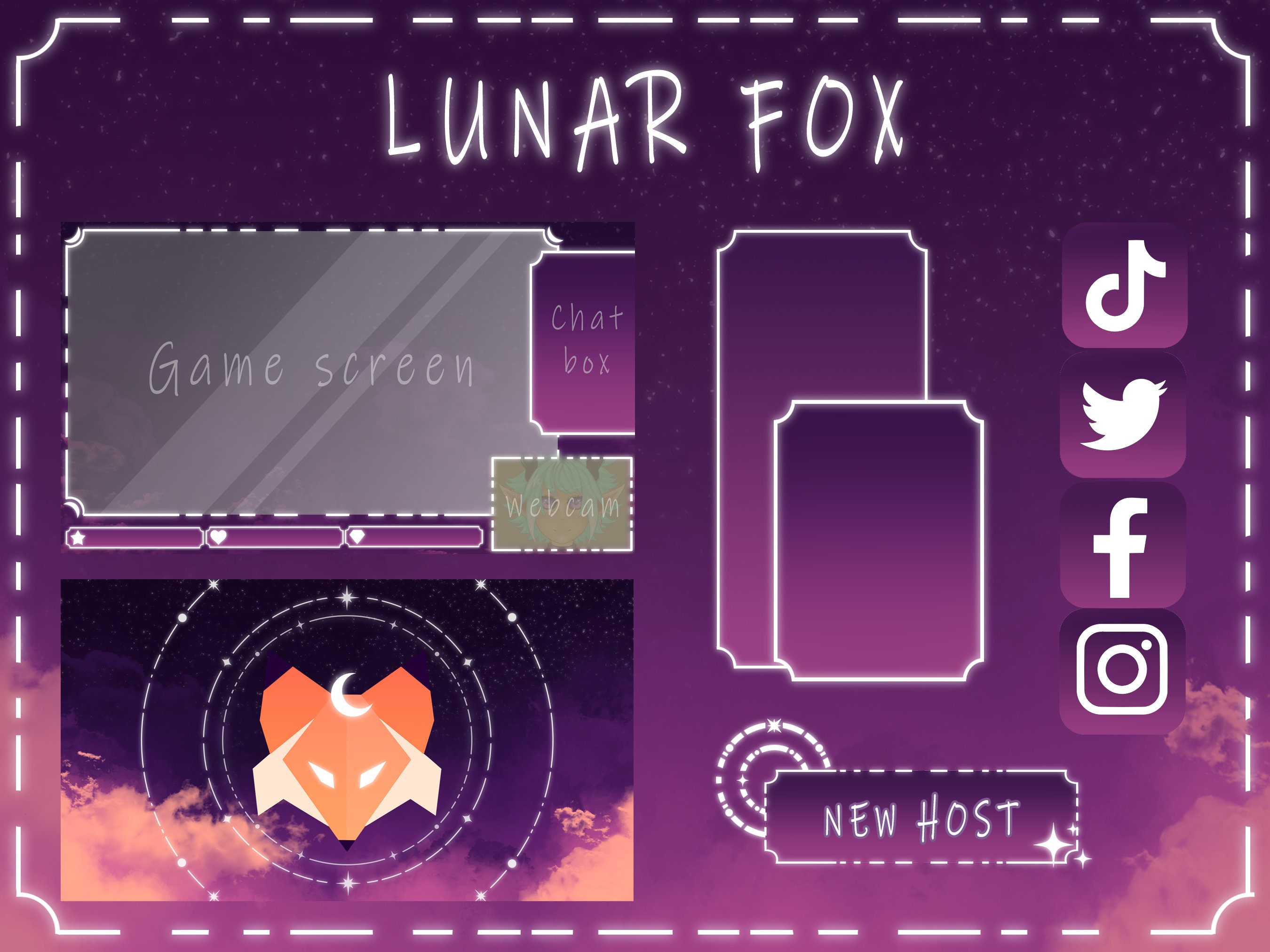 Animated Lunar Fox Stream Overlay - Etsy