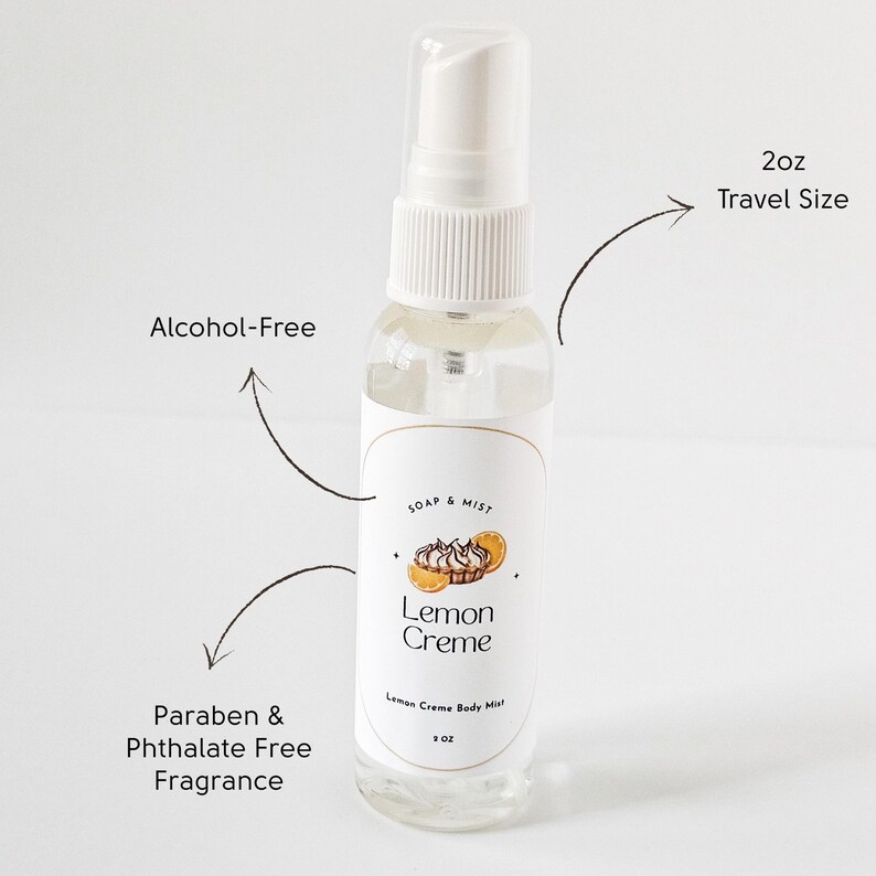 Lemon Creme Body Mist/2oz Travel Size/alcohol Free - Etsy