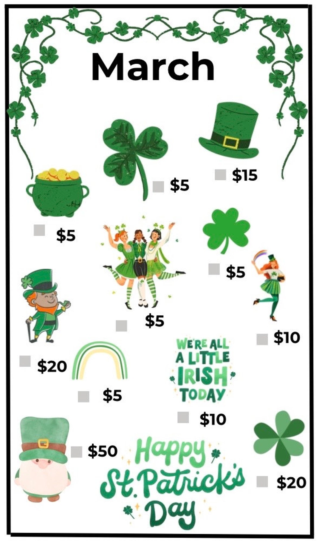 March Cash Savings Challenge Digital Download Only - Etsy