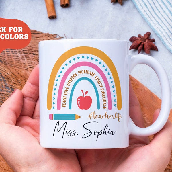 Rainbow Teacher Appreciation Mug - Etsy